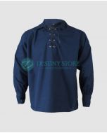 Navy Blue Scottish Jacobite Ghillie Kilt Shirt