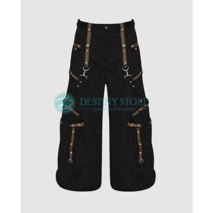 Black & Camouflage Goth Military Pants