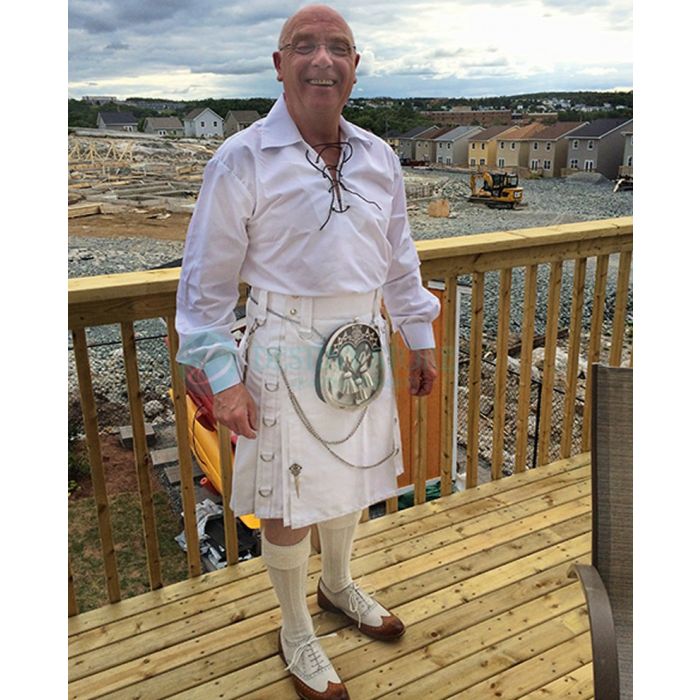 White Wedding Fashion Utility Kilt